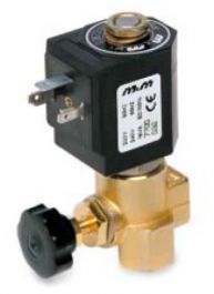 2-way solenoid valve, steam, G 1/4 ", brass, normally closed, with flow ...